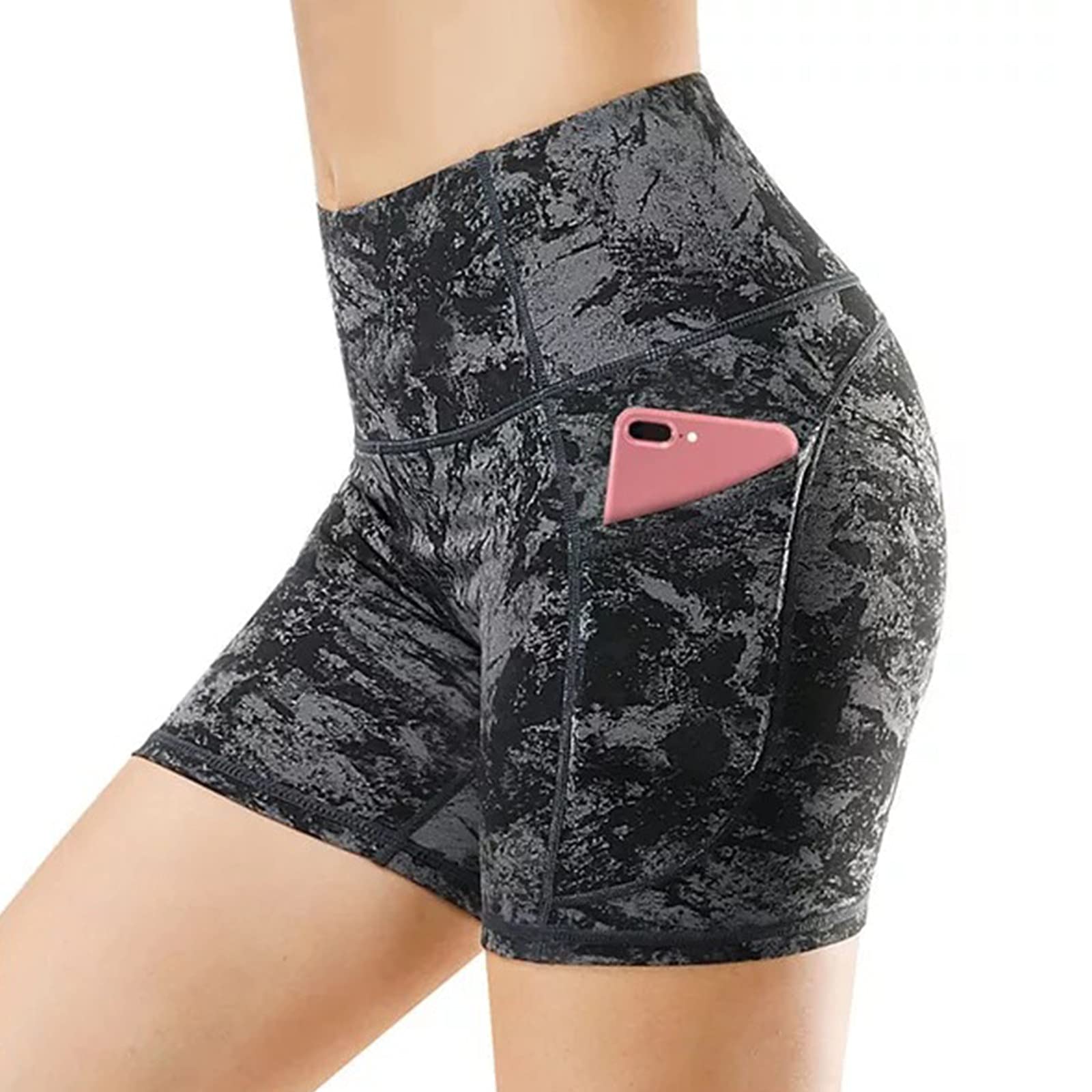 Bblulu High Waist Yoga Shorts for Women with Pockets Tummy Control Workout Biker Shorts 4 Way Stretch Leggings Tights