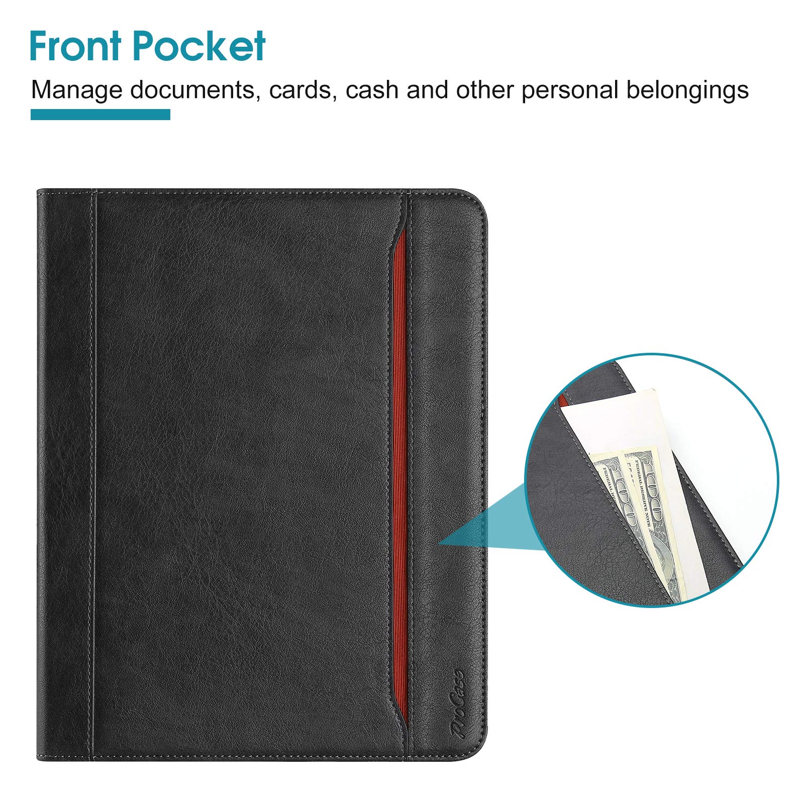 ProCase for iPad Air 11 Inch 2024 / iPad Air 5 2022 / Air 4 2020 Case 10.9 [Support Pencil 2 Charging], Leather Stand Folio Protective Cover Case with Pencil Holder for iPad Air 10.9/11 Inch -Black