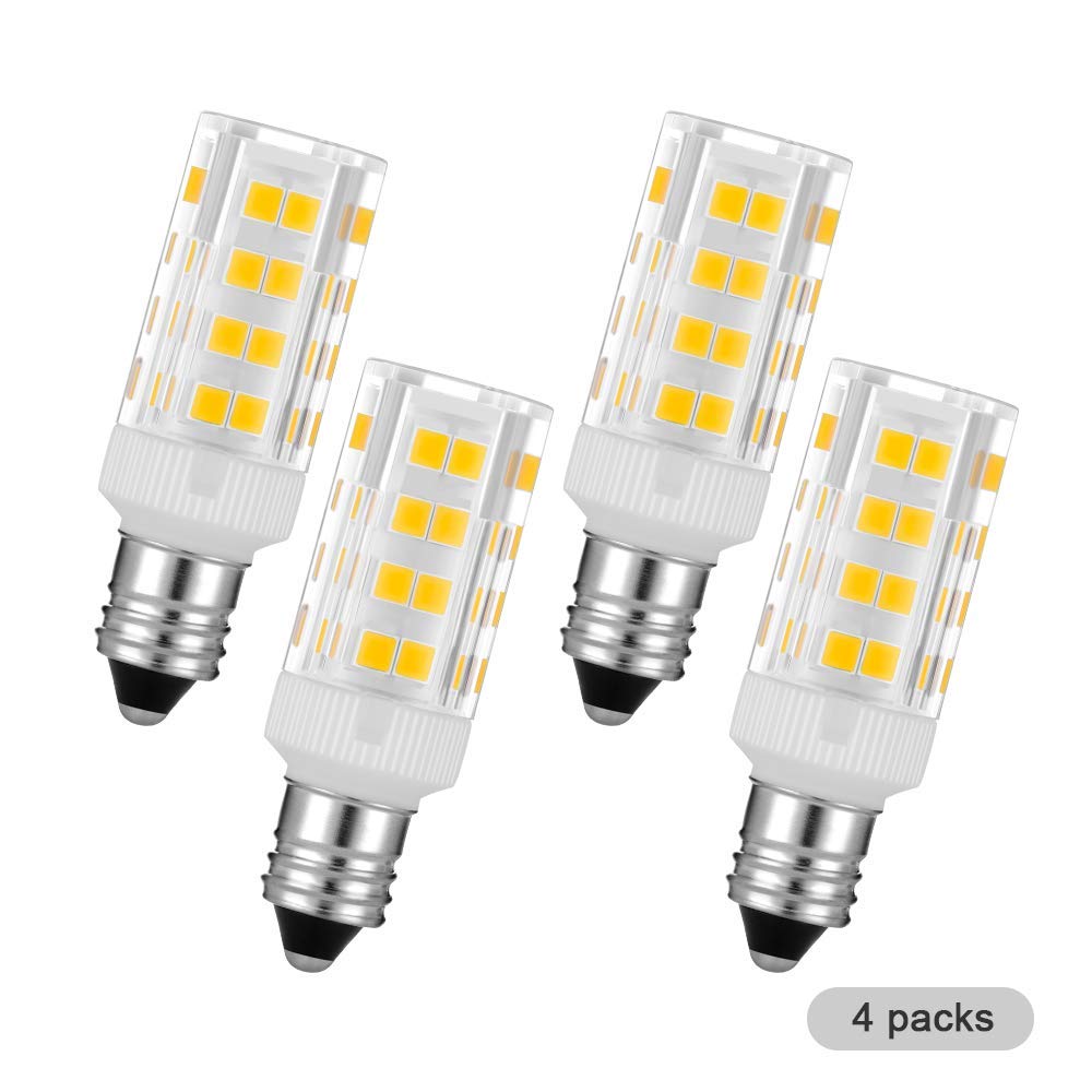 4-Pack LED JDE11 110V Warm White 3000k 40W-50W Equivalent Halogen Replacement Lights Replaces T4 T3 JD e11 Light Bulb.Mini Porcelain Candelabra Base