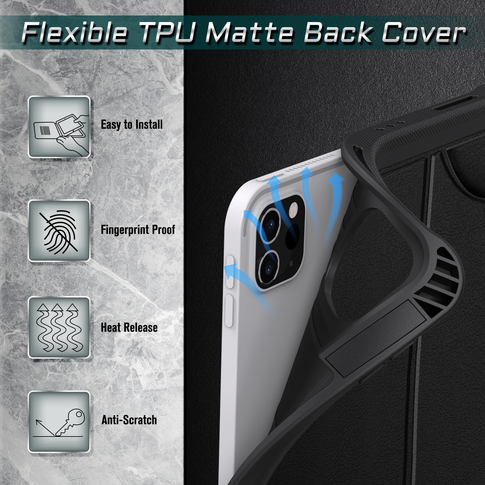 Fintie Magnetic Stand Case for iPad Pro 11-inch (4th / 3rd Generation) 2022/2021 - Multiple Angles Shockproof Soft TPU Cover w/Pencil Holder, Also Fit iPad Pro 11" 2nd /1st Gen, Black