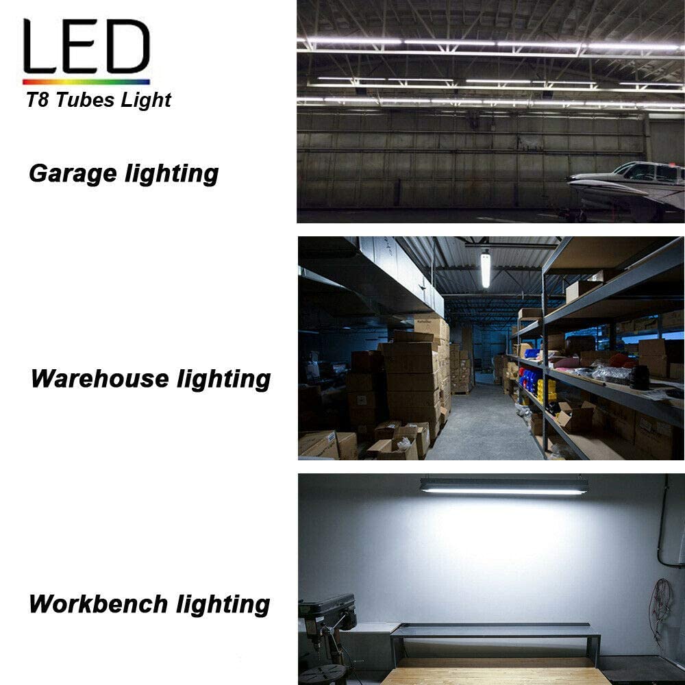 TOPTRONED (20-Pack) LED Shop Light, 4FT 75W 9000LM 6000K, Cold White, U Shape, Clear Cover, Hight Output, Linkable Shop Lights, T8 LED Tube Lights, LED Shop Lights for Garage 4 Foot with Plug