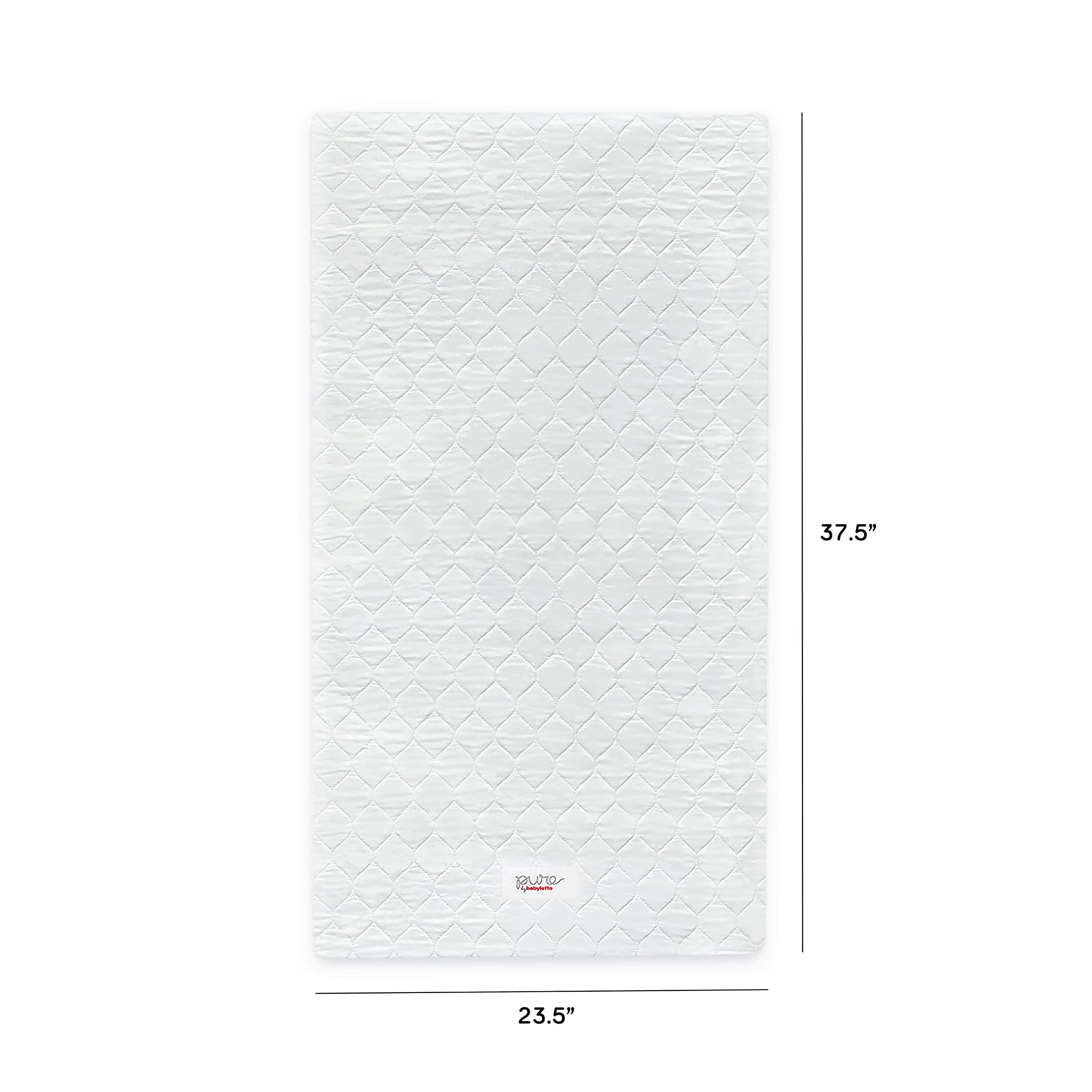Babyletto Pure Core Mini Crib Mattress, Hybrid Waterproof Cover, Lightweight, Greenguard Gold Certified