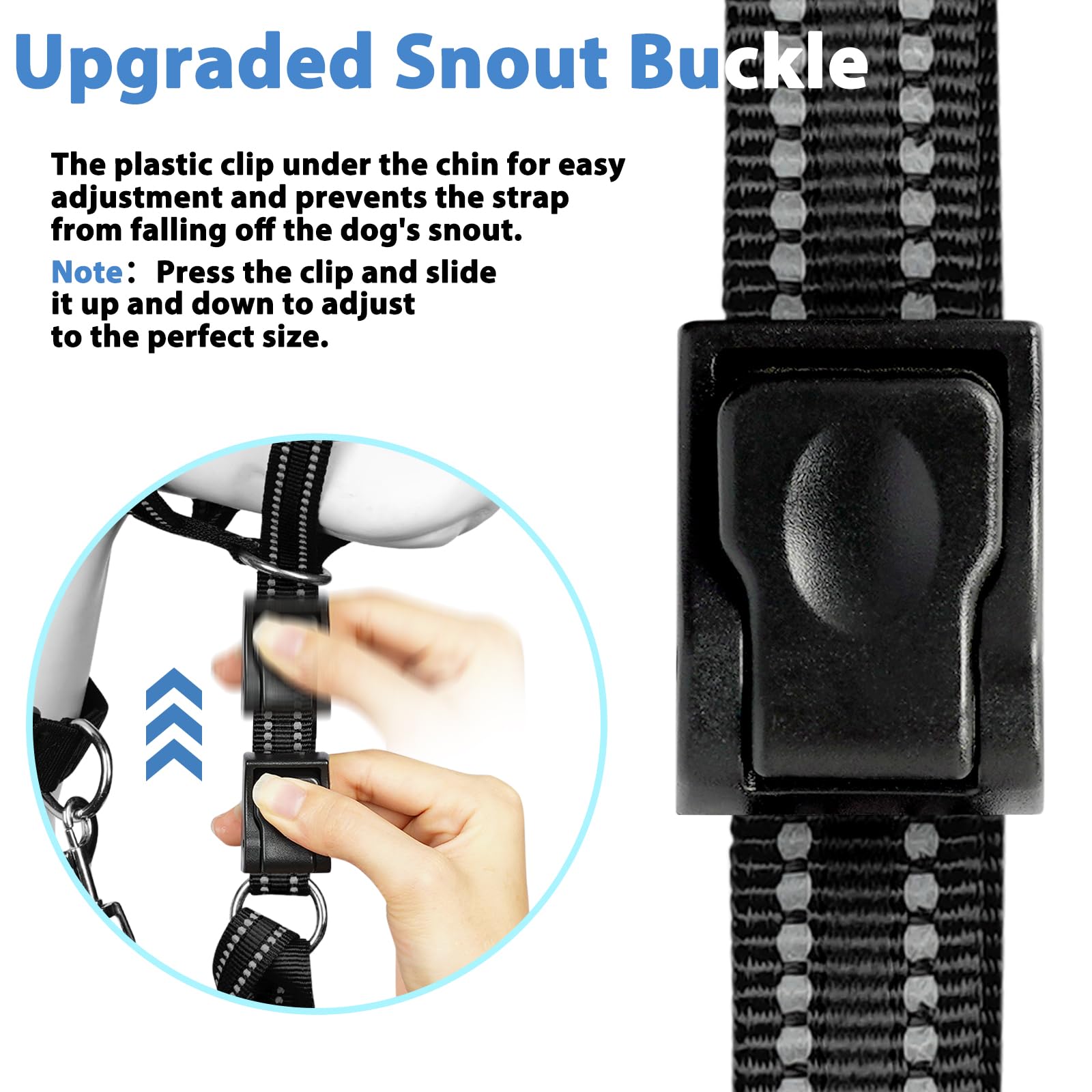 BARKLESS Soft Dog Head Collar, Padded No Pull Head Halter, Dog Training Nose Leash with Safety Link for Medium Large Dogs, Adjustable Muzzle Leash, Easy Control for Dog Walks(Black, M)