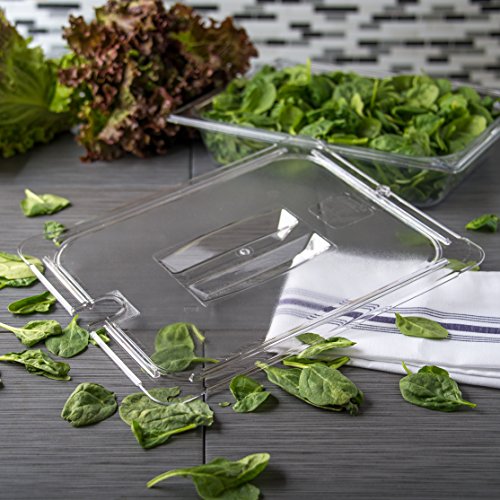 Carlisle FoodService Products 10231U07 StorPlus Half Size Polycarbonate Universal Handled Notched Food Pan Lid, Clear