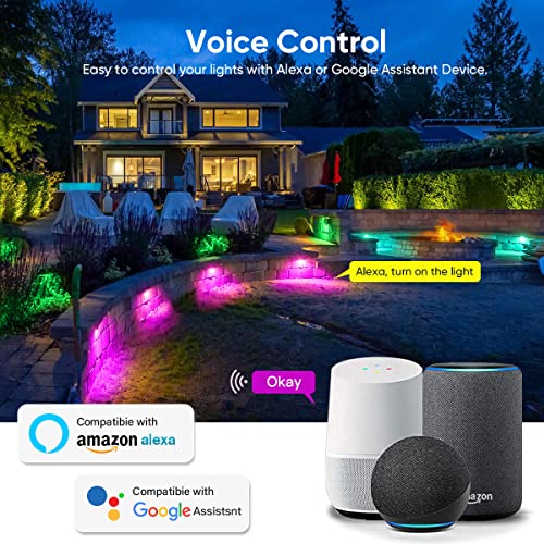 4-Pack Woark Smart Hardscape Lighting, Retaining Wall Lights, 3W 7 Inch, IP65 Waterproof Step Light, 12V Low Voltage AC/DC, Soft White 2700K, Compatible with Alexa & Google Assistant