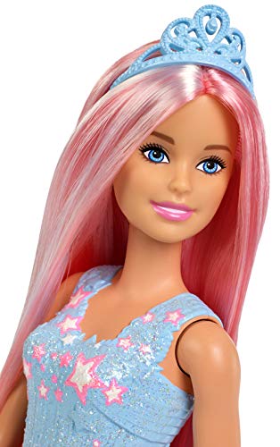 Barbie Dreamtopia, Rainbow Princess Doll with Extra-Long Pink Hair, Plus Hairbrush, for 3 to 7 Year Olds