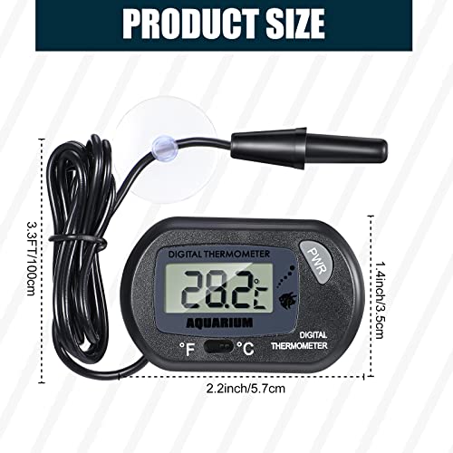8 Pack Aquarium Thermometer Fish Tank Thermometer LCD Digital Thermometer Water Thermometer Reptile Thermometer with Suction Cup and 3.3ft Cord Fahrenheit/ Celsius for Fish Tank Terrarium Reptile