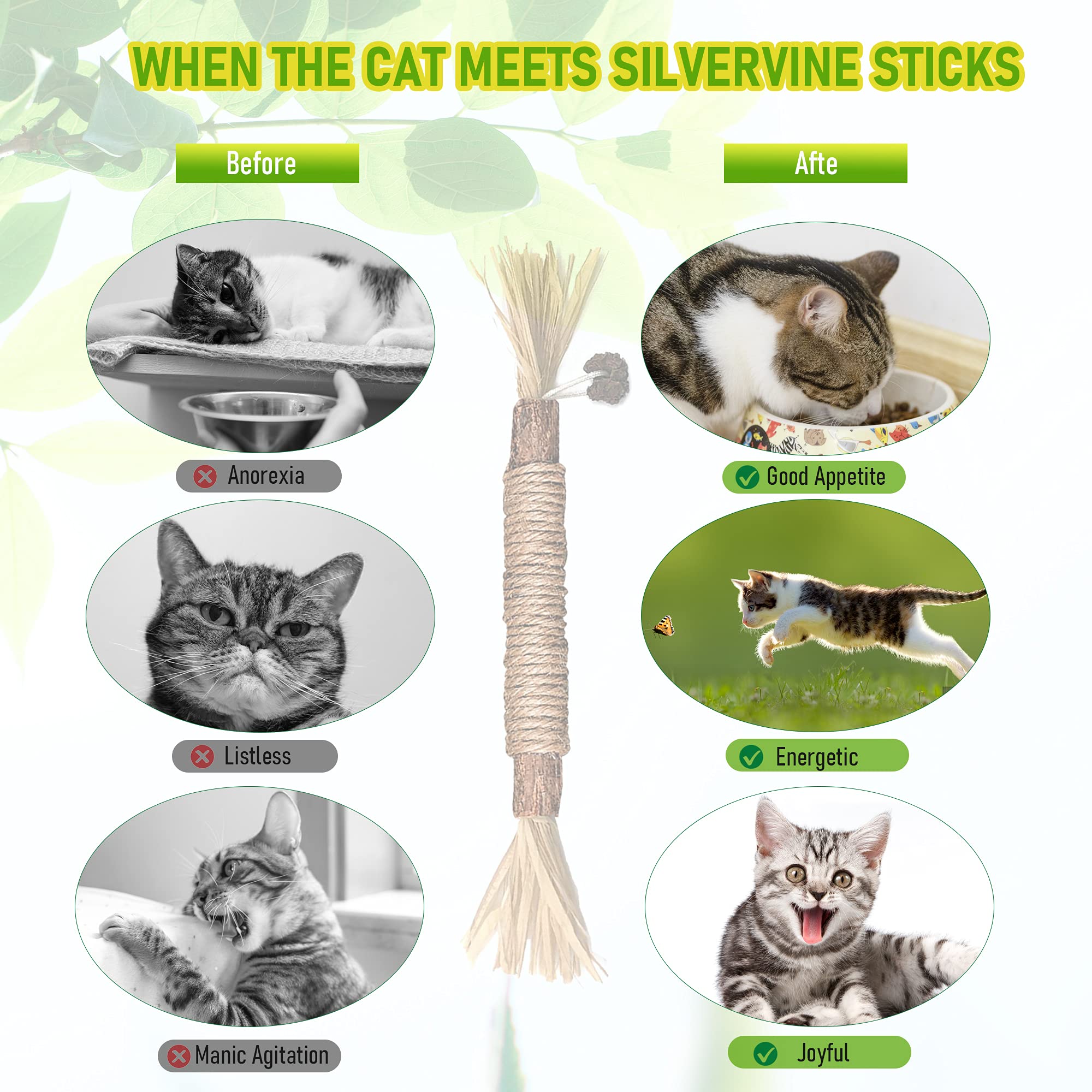 BAWAN Catnip Toys‖ Silvervine for Cats: Cute Cat & Kitten Toys for Indoor Cats Interactive‖ Cat & Kitten Teething Chew Toys for Aggressive Chewers‖ Silvervine Sticks Cat Dental Toy (5PCS)