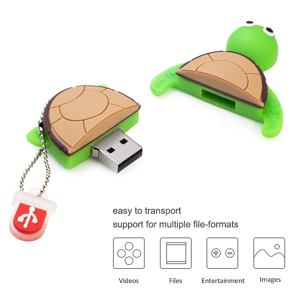 LEIZHAN Cute Turtle Flash Drive 32GB Cartoon Sea Animal Thumb Drive Character Computer USB Memory Stick Pendrive Gift for Kids, Teacher, Friends