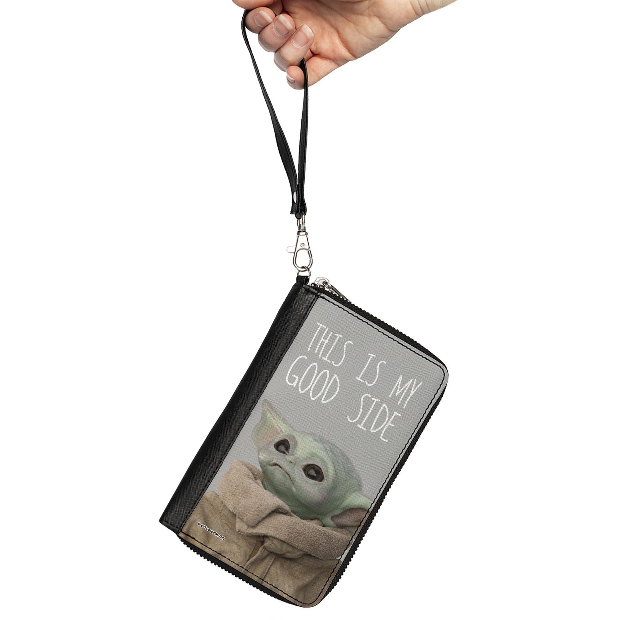 Buckle-Down Women's PU Zip Around Wallet Rectangle-Star Wars The Child, 7.5"x4.5"