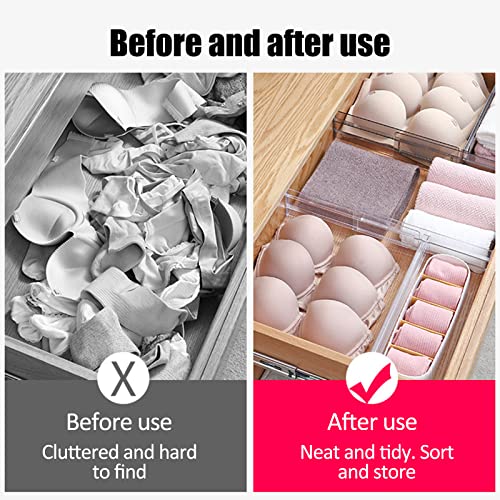 4PC Drawer Dividers Organizers, Adjustable Kitchen Drawer Organizer Clear Drawers Separators, Expandable 11-19 Drawer Organizers for Clothing Kitchen Utensils and Office Storage, White