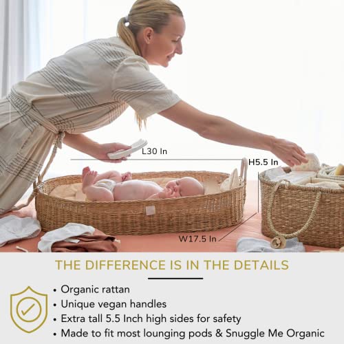 BEBE BASK Premium Nursery Bundle - Matching Baby Changing Basket & Baby Diaper Caddy Organizer - Handmade & Organic