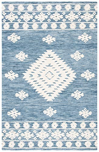 Safavieh Aspen Collection 3' x 5' Navy/Ivory APN550N Handmade Moroccan Boho Tribal Wool Area Rug