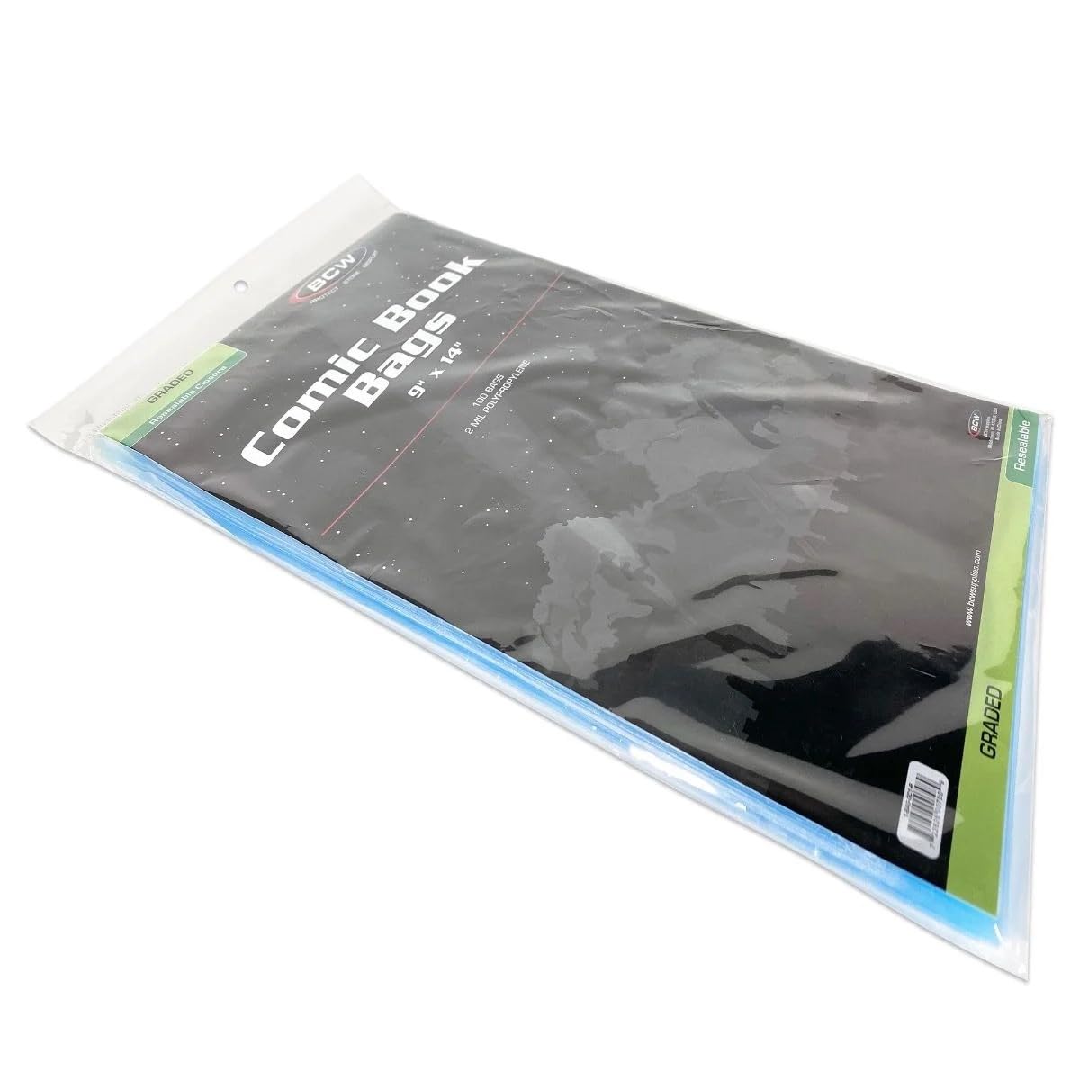 BCW Resealable Graded Comic Book Bags - Pack of 100 | Comic Book Sleeves | Crystal Clear Polypropylene for CGC and CBCS Slabs | Acid-Free Archival Quality Resealable Comic Book Protector | 9x14