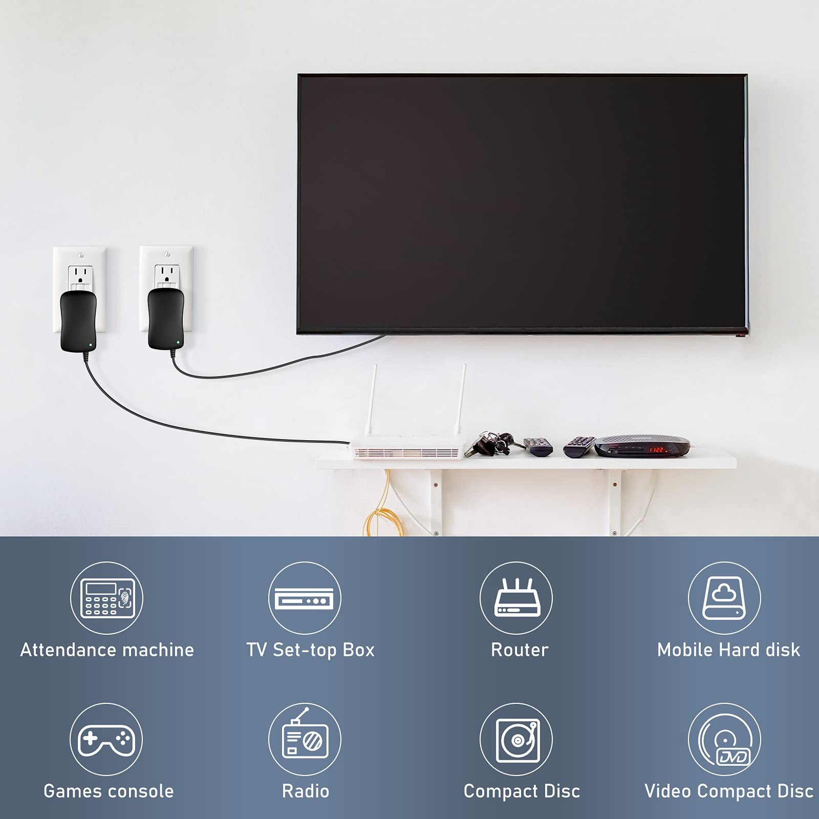 Universal AC Adapter, 30W Universal 3V 4.5V 5V 6V 7.5V 9V 12V AC/DC Adapter Switching Power Supply with 8 Selectable Adapter Head, for 3V to 12V Household Electronics - 2500mA Max