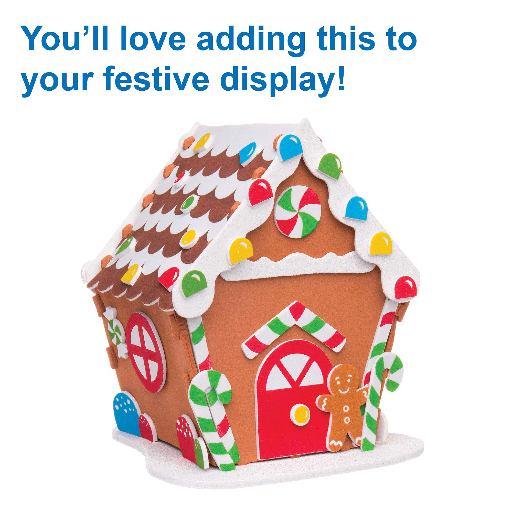 Baker Ross AR698 Gingerbread House Kits - Pack of 2, Decorate and Display for Christmas Decorations, Ideal Kids Arts and Crafts Project