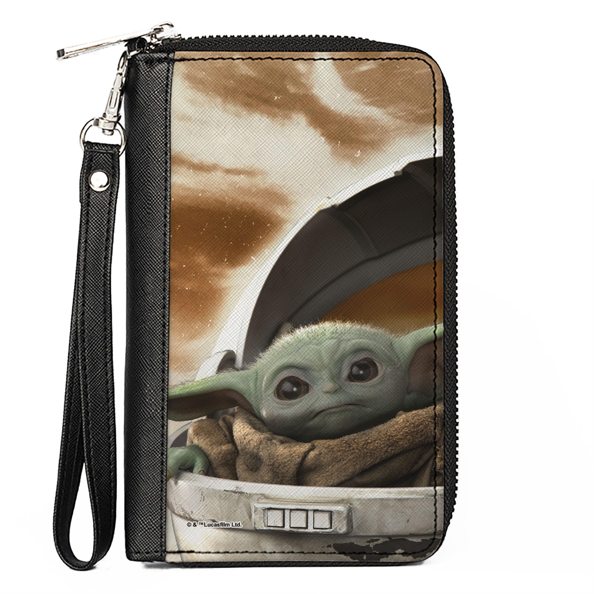 Buckle-Down Women's PU Zip Around Wallet Rectangle-Star Wars The Child, 7.5"x4.5"