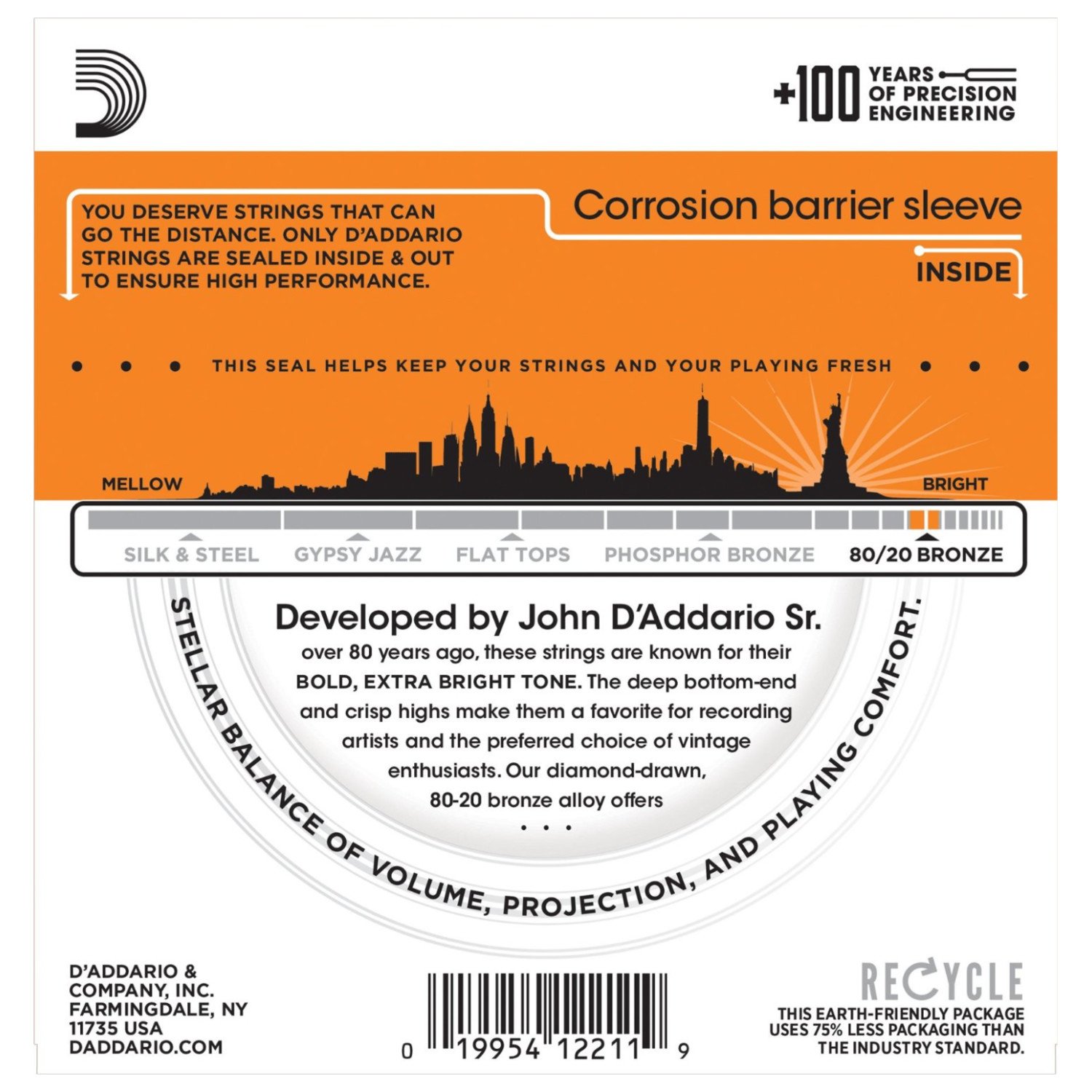 3 Packs of D'Addario EJ10 Bronze Acoustic Guitar Strings, Extra Light, 10-47