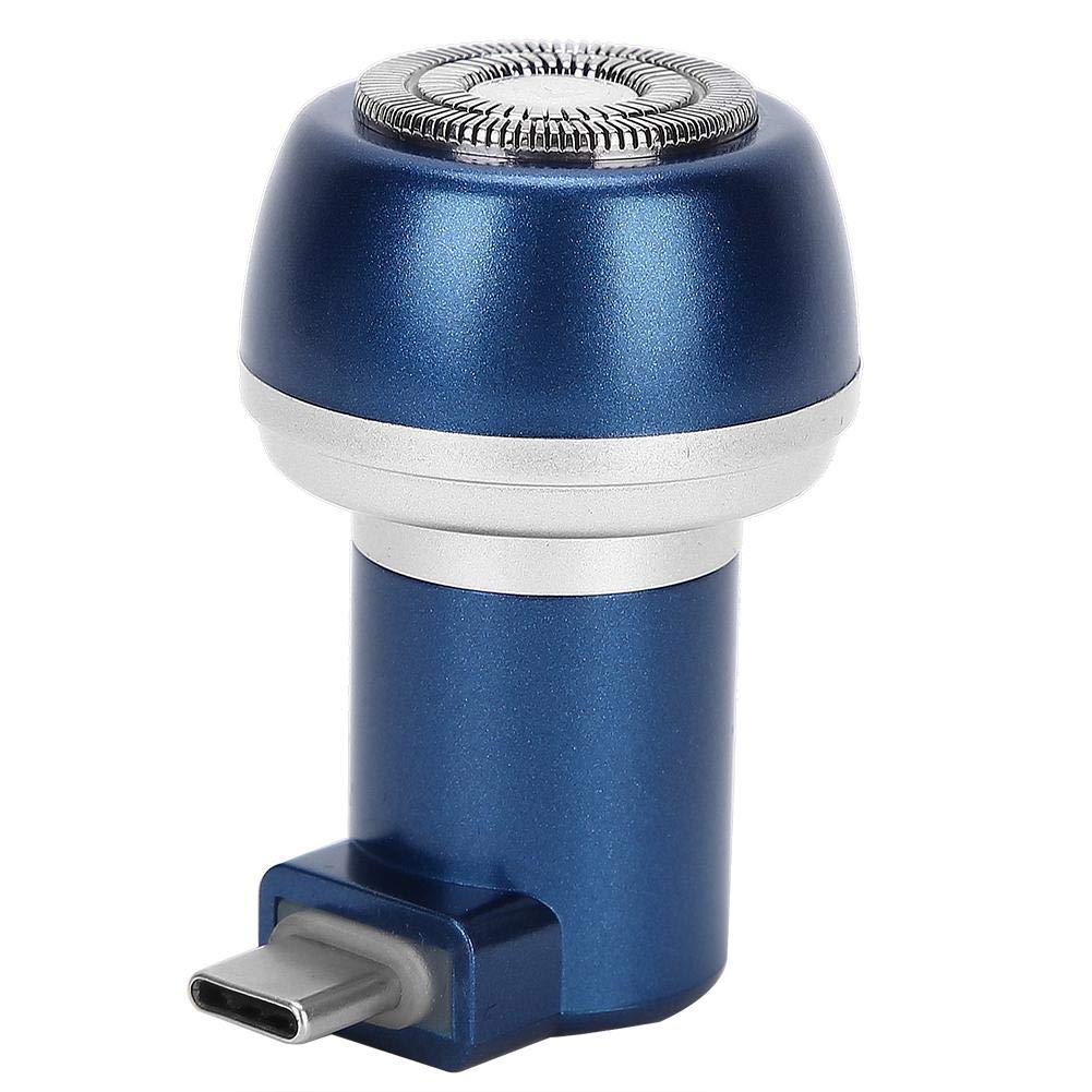 Electric Mini Razor, Mobile Phone Mini Pocket Shaver for Men, Portable Magnetic Adsorption Beard Trimmer for Travel (Type-C Interfence/Blue)