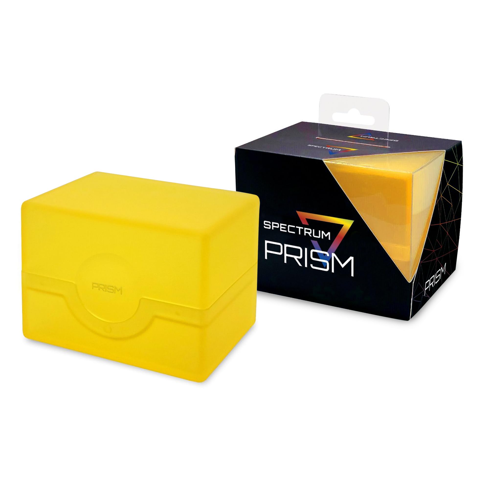 BCW Spectrum Prism Deck Case - Xanthic Yellow - 1 ct | Secure Snap Closure Card Deck Case | Fits 100 Double-Sleeved Cards | Trading Card Deck Storage Ideal for Magic the Gathering, Pokemon, and More