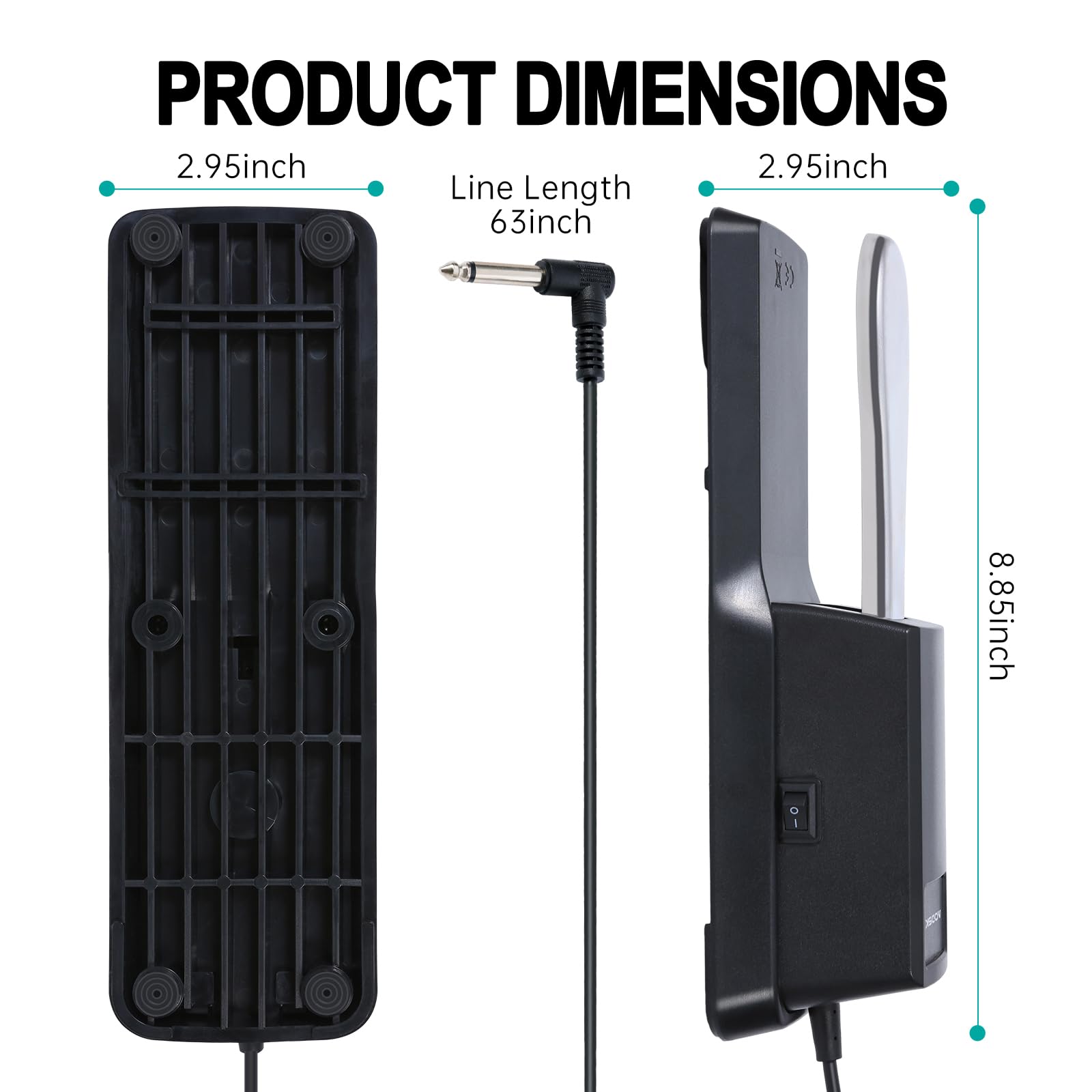 Aodsk Piano Sustain Pedal,Keyboard Sustain Pedal for Digital Piano With Polarity Switch and Anti-Slip Rubber Bottom For MIDI Keyboards,Digital Pianos,1/4'' (6.35mm) Input Plug