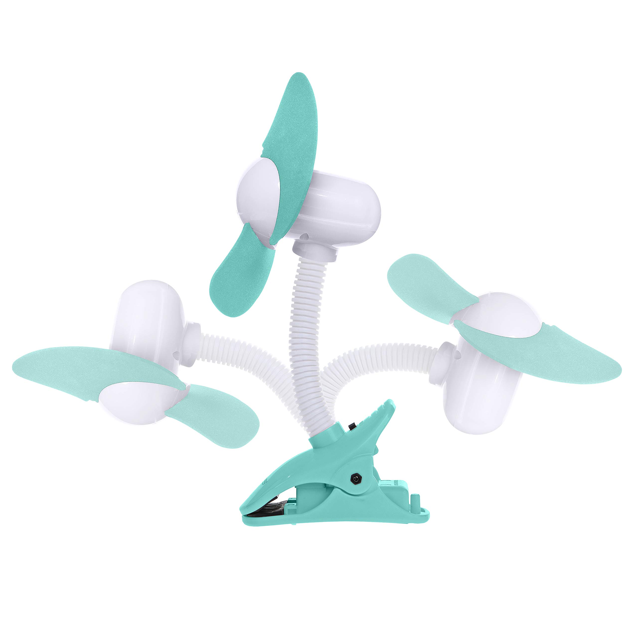 Dreambaby Deluxe EZY-Fit Clip on Fan with Soft Fins - Perfect for Strollers, Cribs, Wheelchairs, Beach, Pool, Much More! (Aqua)
