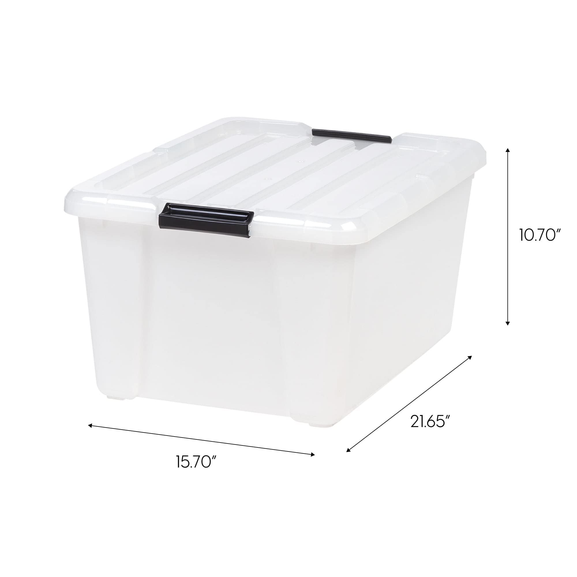 45 Quart Plastic Storage Box with Buckles, Pearl, Set of 4