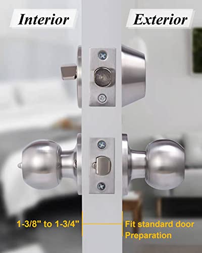 All Keyed Same Entry Door Knob and Single Cylinder Deadbolt Combo Set, Satin Nickel Exterior Door Knobs with Lock and Keys for Entrance and Front Door