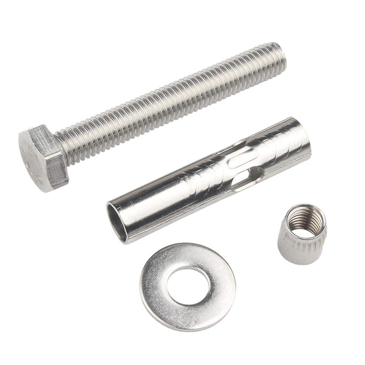 L-A Repair Part External Hex Expansion Bolt 304 Stainless Steel Expansion Bolts M8x80mm Silver (Pack of 3)
