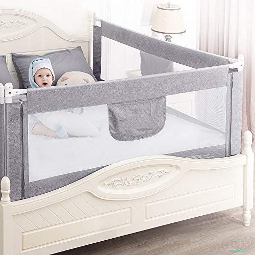 Bed Rails for Toddlers, Extra Long Kids' Bed Rails Guard, Full Size Baby Bedrail for Children, Infants Safety Guardrail (Gray, 70" L x 30β H)