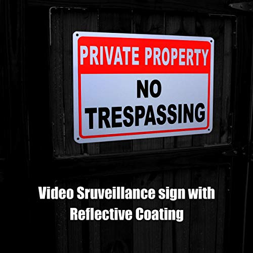 Abuff Private Property Sign, 10-Pack No Trespassing Aluminum Warning Sign - 10"x 7" .04"- Outdoor Use for Home Yard Business Driveway Alert, Reflective, UV Protected & Waterproof