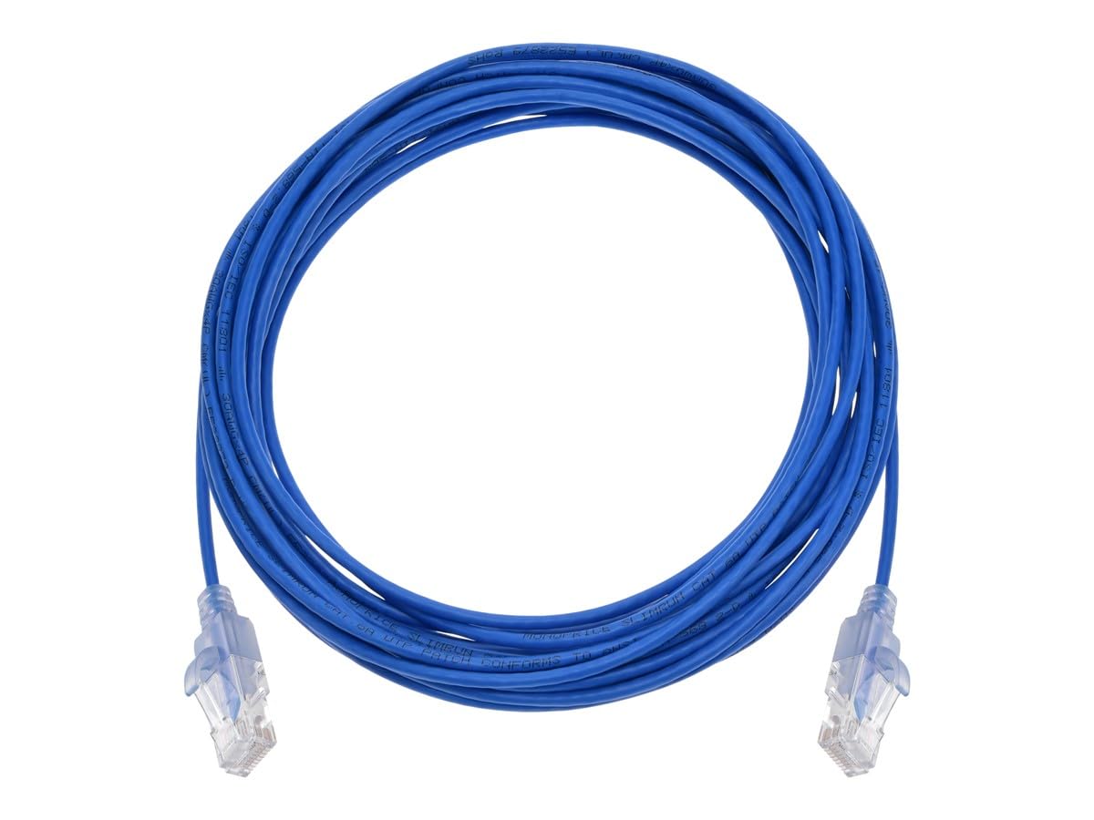 Monoprice Cat6A 25ft Blue 10-Pk Patch Cable UTP 30AWG 10G Pure Bare Copper Snagless RJ45 SlimRun Series Ethernet Cable