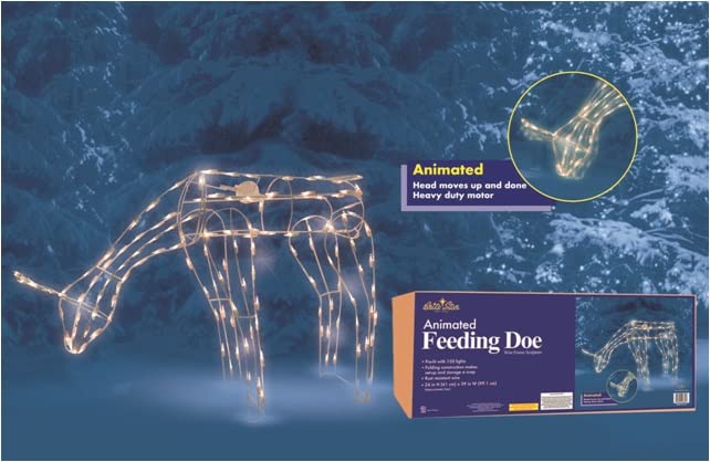 Brite Star 48" Lighted and Animated Feeding Doe Deer Christmas Yard Art - Clear Lights