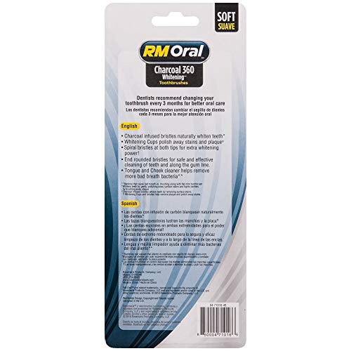 RM Oral Charcoal Whitening Soft Brushes 4ct with 80 Count Charcoal Floss Picks