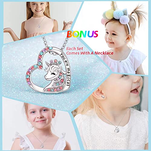 Unicorn Bath Bombs Gift Set with Jewelry Inside, 9 Pack Organic Kids Magic Bath Bombs with Surprise Inside with Jewelry for Girls