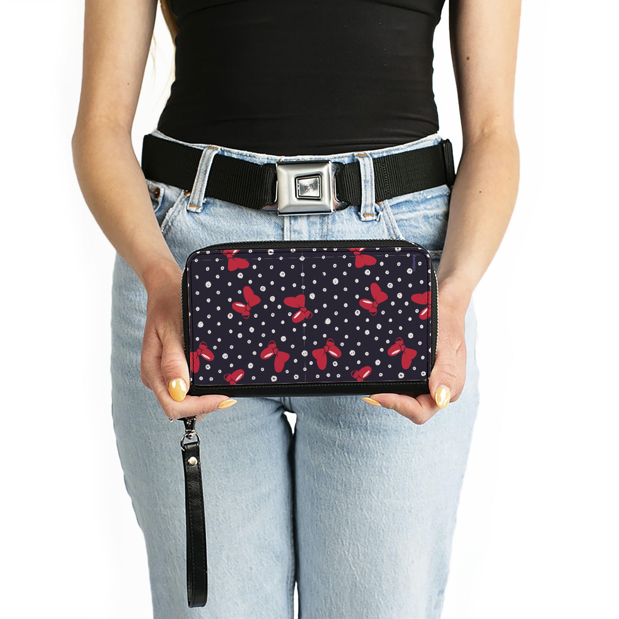 Buckle-Down Women's PU Zip Around Wallet Rectangle-Minnie Mouse, 7.5"x4.5"