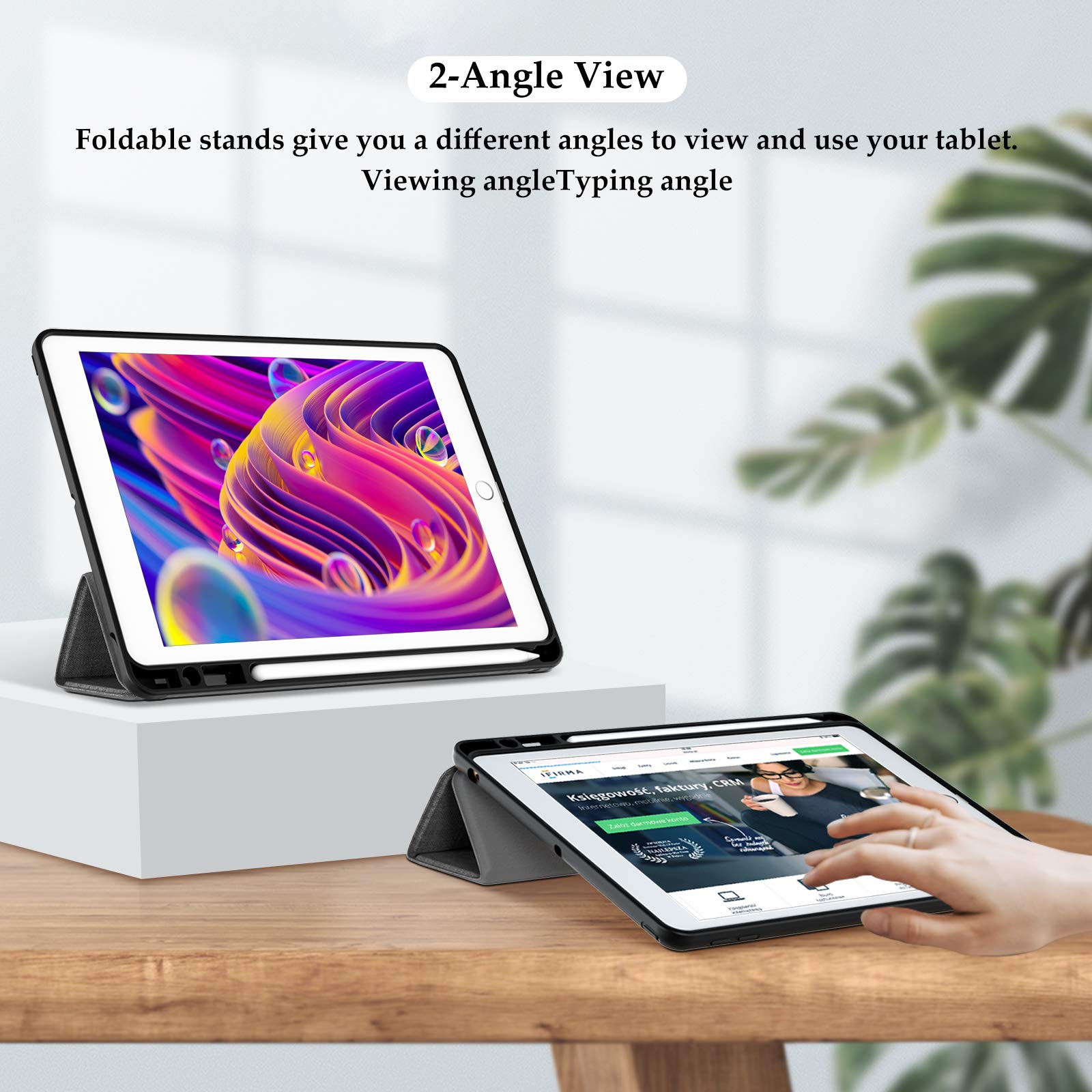 Mastten Case Compatible with iPad 9th/8th/7th Generation Case, iPad 10.2 Inch Case with Pencil Holder, TPU Smart Stand Back Case Cover for iPad Case 2021/2020/2019, Auto Wake/Sleep, Gray