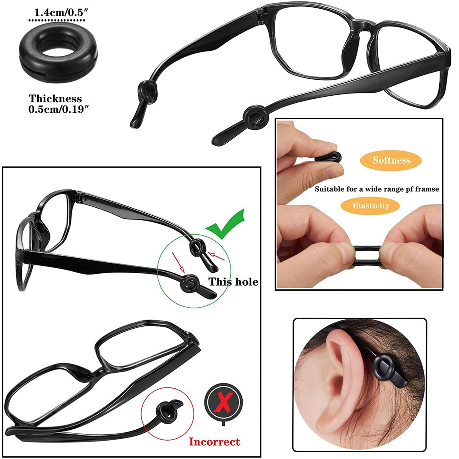34PCS Eyeglasses Retainers Silicone Glasses Temple Holders Anti-slip Protectors Comfort Eyewear Spectacle Stay Put Glasses Stoppers Ear Grip Hooks… (Eyeglasses Retainers-34PCS)