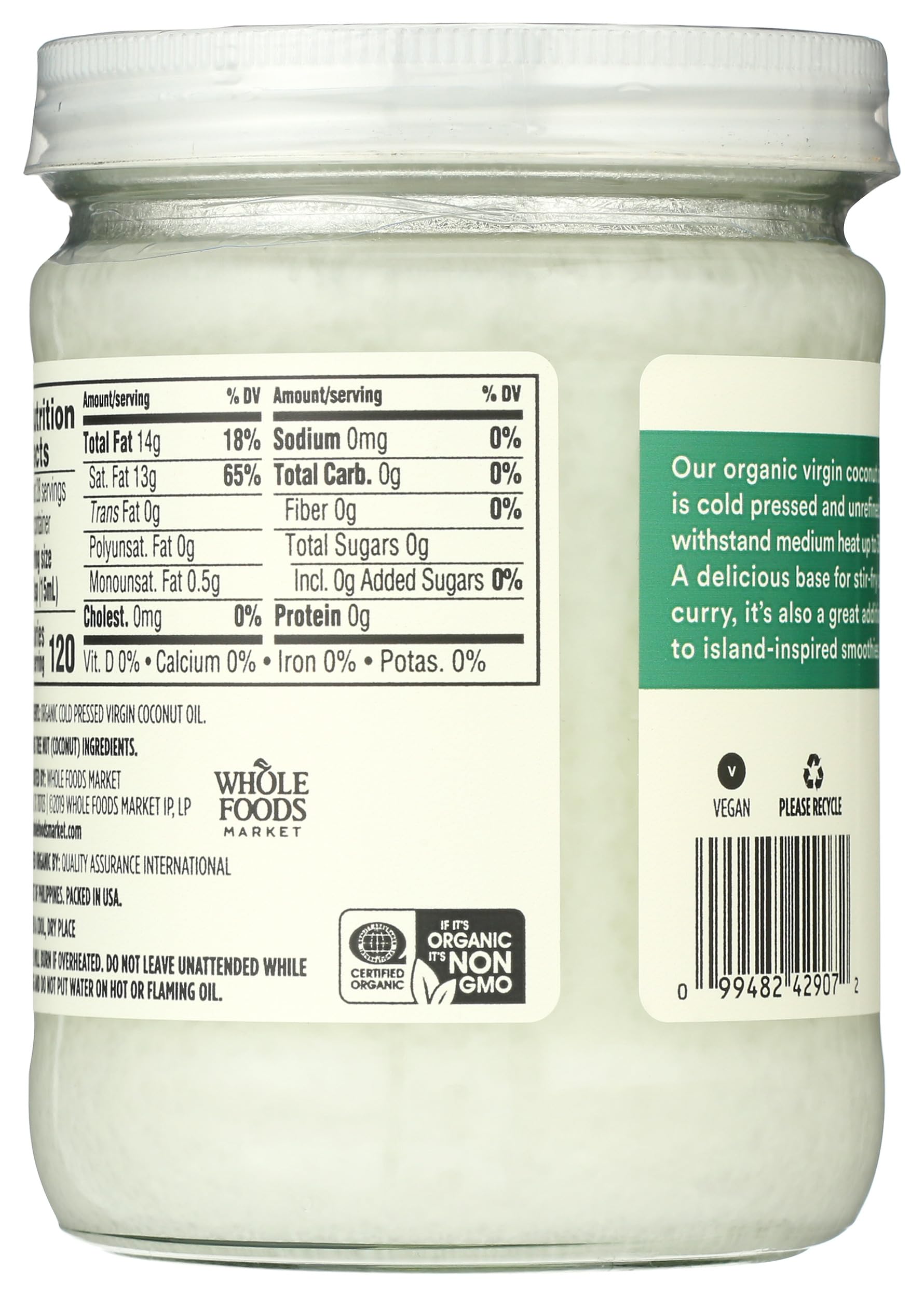 365 by Whole Foods Market, Organic Unrefined Coconut Oil Virgin, 14 Fl Oz