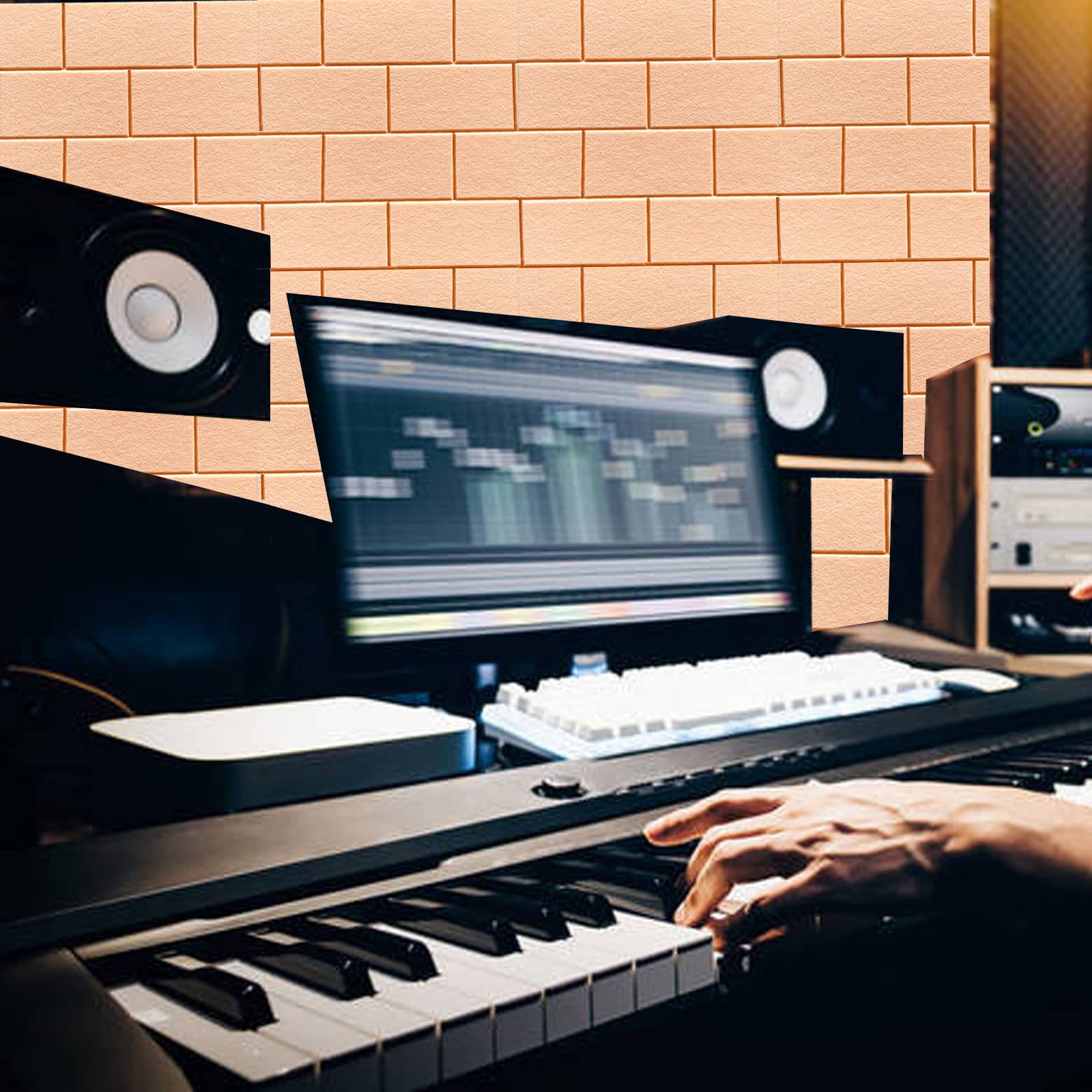 22PCS Pro Grade Acoustic Panels Sound Proof Boards Noise Canceling for Studio Recording, Home Office, Better Than Foam(Warm Yellow)