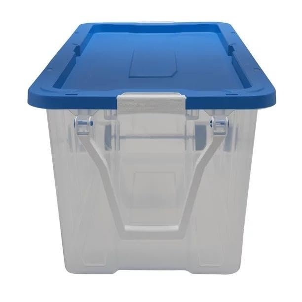 200 Quart Latching Rolling Plastic Storage Bin Container, Clear, Set of 2