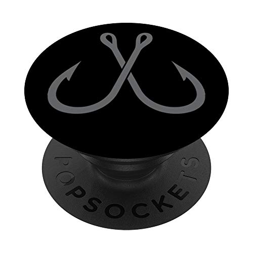 Grey, Fishing Hook, Fish Hook PopSockets PopGrip: Swappable Grip for Phones & Tablets