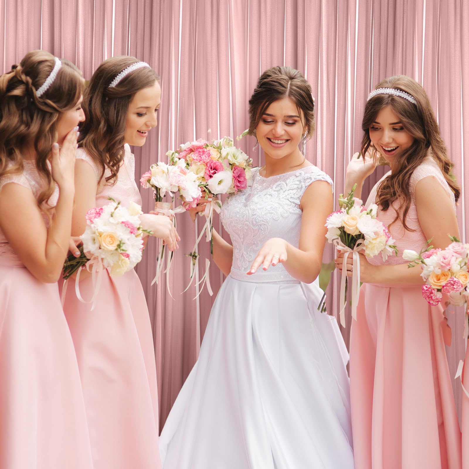 BBTO 2 Panels Dusty Rose Backdrop Curtains for Parties Wedding Pink Backdrop Curtains Polyester Wrinkle Free Window Curtains for Ceremony Party Birthday Bridal Shower Graduation Decorations 5ft x 10ft