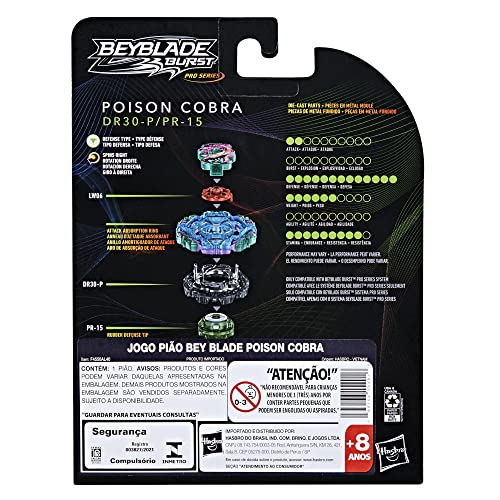 BEYBLADE Burst Pro Series Poison Cobra Spinning Top Starter Pack - Defense Type Battling Game Top with Launcher Toy
