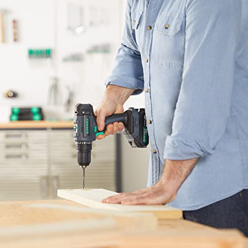 Amazon Brand - Denali by SKIL 20V Cordless Drill Driver Kit with 2.0Ah Lithium Battery and 2.4A Charger, Blue, 26.0"L x 18.1"W x 18.1"H