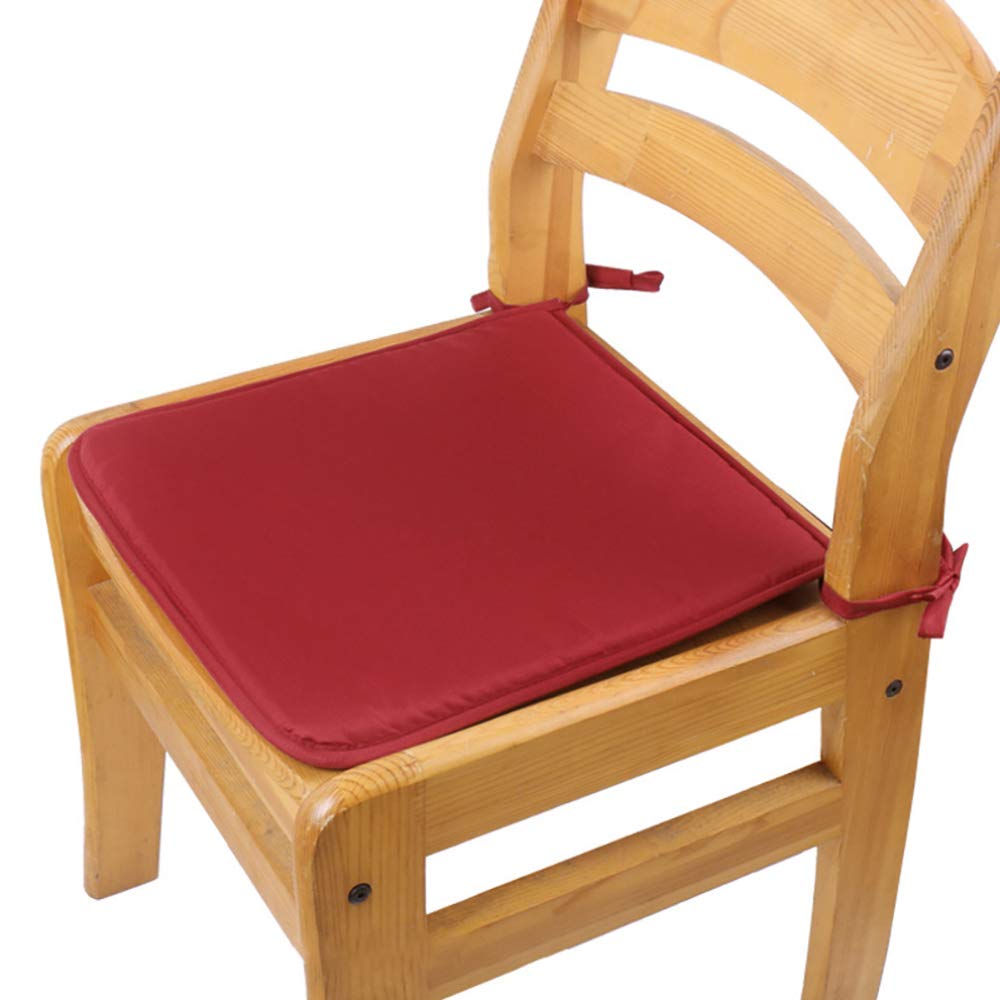 4PCS Chair Seat Pads Covers Foam Filling Pad Kitchen Seat Cushion with Ties Removable Waterproof Soft Breathable Non-Slip for Dining Living Room Office Kitchen Chair (red)
