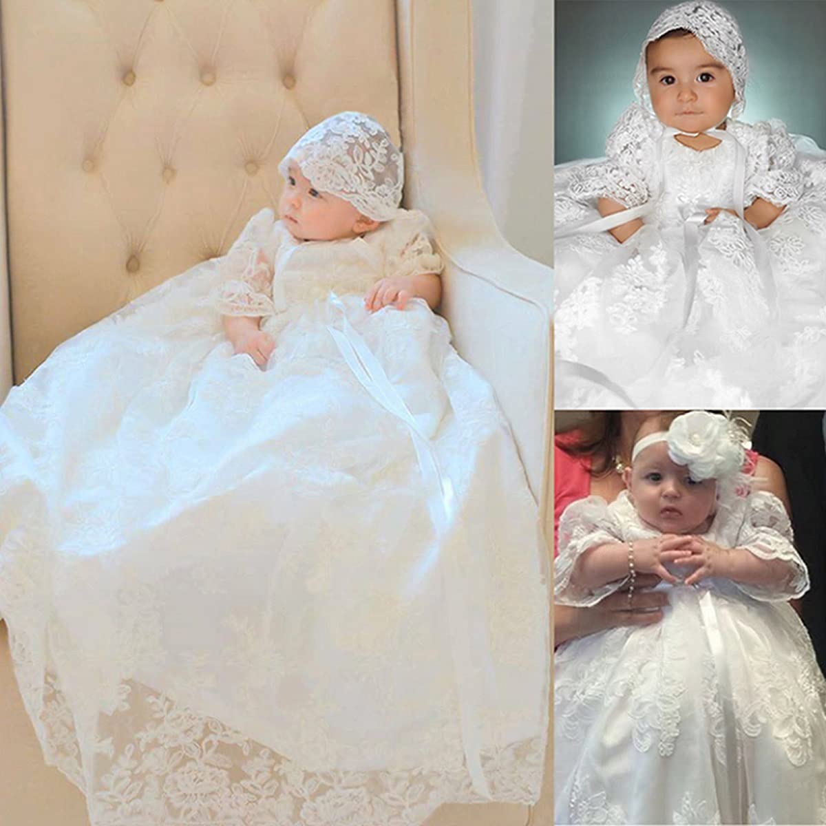 Lovely Lace Girls Christening Gowns Dresses 4-6 Months