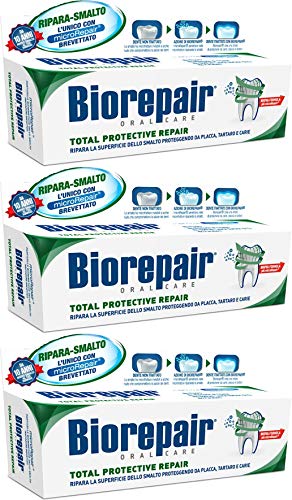 Biorepair: "Total Protective Repair" Toothpaste with microRepair, New Formula - 2.5 Fluid Ounce (75ml) Tubes (Pack of 3) [ Italian Import ]