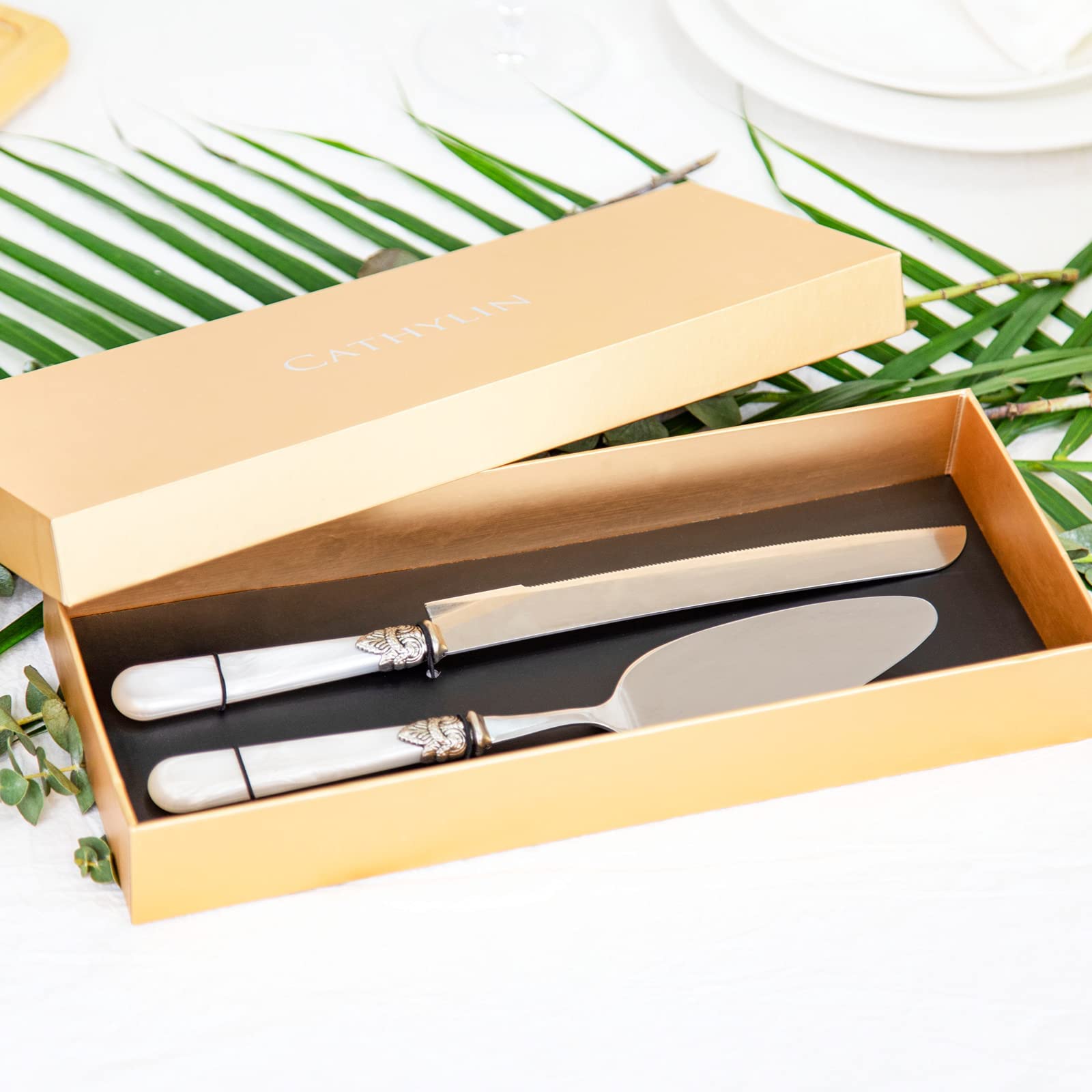 CATHYLIN 4-Piece Cheese Knives Set With Gift Box Stainless Steel Knife With Pearl Handle,Suitable For Parties And Festivalsfor Charcuterie Boards Accessories