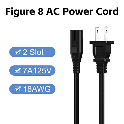 AC Power Cord 6FT(5 Pack), 2 Prong TV Power Cord, Power Supply Cable Replacement for Xbox One S, Xbox One X, Xbox Series X, PS3, PS4, PS5, Compatible for Printer, Monitor, Sound Bar, Game Console